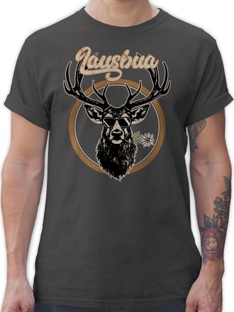 Shirtracer T-Shirt Herren - Kompatibel mit Oktoberfest - Lausbua Hirsch Hirschgeweih Lausbub - XL - Dunkelgrau - Tshirt bayrische Trachtenmode t Shirt Octoberfes