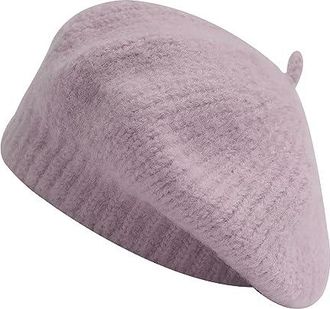 ZLYC Bérets Basques Tressés en Laine Baggy pour Femme(Violet uni),Taille Unique