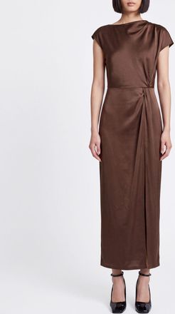 Federica Tosi Asymmetrisches, drapiertes Midi-Abendkleid aus Satin