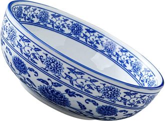 Delura Wei&szlig;e Sch&uuml;sseln, 22,9 cm, chinesische blaue und wei&szlig;e Sch&uuml;sseln, gro&szlig;e Pasta-Serviersch&uuml;sseln, Keramik, japanische Ramen-Nudelsch&uuml;ssel, Porzellan, asi