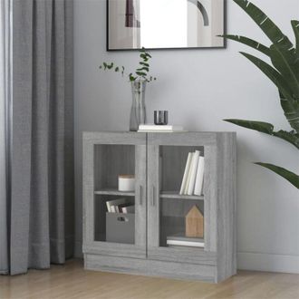 vidaXL Armoire &agrave; vitrine Sonoma gris 82,5x30,5x80 cm Bois ding&eacute;nierie