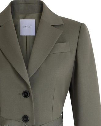 Patou Belted Wool Blazer - Green