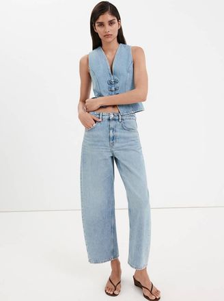 Mango Top en denim &agrave; brandebourgs bleu moyen - Femme - XS - MANGO