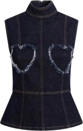 Moschino Femme, Tops, Bleu, Taille: 40 FR Top en denim stretch
