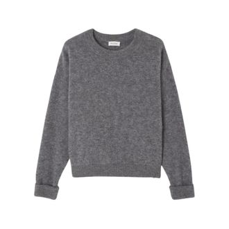 American Vintage Femme, Pulls, Gris, Taille: 38 FR Jersey Manches Longues Col Bateau