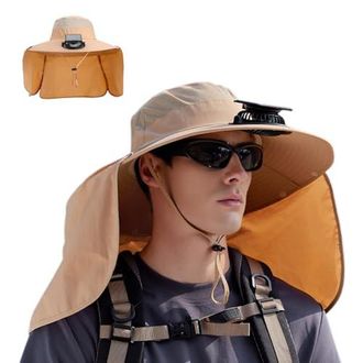 Generico Chapeau pour ext&eacute;rieur &agrave; ventilateur solaire - Visor pour soleil rechargeable | Tesno silencieux, &eacute;quipement l&eacute;ger pour camping, gestion intelligente,
