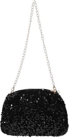Frcolor ifundom Pochette de Soir&eacute;e &agrave; Paillettes pour Femme 244 X 17 X 48 CM Paquet Bandouli&egrave;re Cha&icirc;ne Argent&eacute;e Paquet &agrave; Main Noir Scintillant &Eacute;l&eacute;gant pour Bal