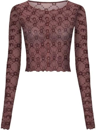 Marine Serre Femme, Tops, Multicolore, Taille: 40 FR Moonogram Mesh Flock Ls Cropped Top