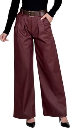 Mississhop 403 Damen Hose aus Kunstleder mit G&uuml;rtel Bordeaux