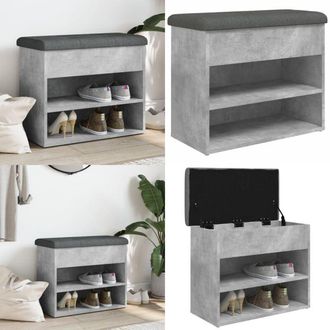 vidaXL Schuhbank Betongrau 62x32x50 cm Holzwerkstoff - Schuhbank - Flurbank - Garderobe - Beistelltisch - M&ouml;bel - Home & Living