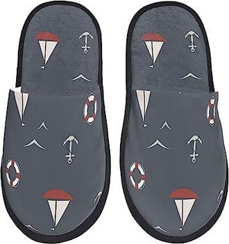 Generic Fourrure Pantoufles Ancre Bleu Marine Unisexe Pantoufles Antid&eacute;rapant Maison Slippers Pour Spa Femmes Int&eacute;rieur M