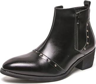 Generic Bottines Chelsea tendance pour homme avec fermeture &eacute;clair et bout pointu - Bottes de moto confortables et d&eacute;contract&eacute;es - Bottes Chukka, Noir, 39 1/3