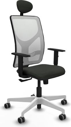 Piqueras y Crespo Stuhl aus schwarzem PC-Kunststoff, mit 1D-Armlehnen, h&ouml;henverstellbarer Lendenwirbelst&uuml;tze und festem Kopfteil, ausgestattet mit Sincro 3 Positionen u