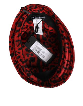 Dolce & Gabbana Mens Leopard Print Bucket Hat Red Polyamide