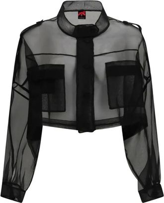 Pinko Pinko, Femme, Blouses et Chemises, Noir, Taille: 36 FR Cropped Caban