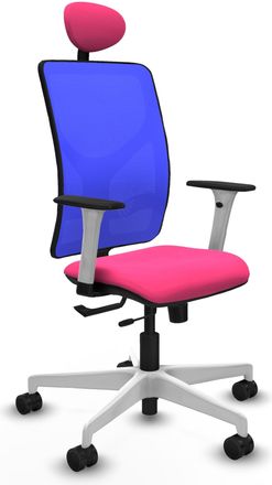 Piqueras y Crespo B&uuml;rostuhl aus Kunstleder, mit wei&szlig;en und schwarzen Armlehnen, h&ouml;henverstellbare Lendenwirbelst&uuml;tze und festes Kopfteil, ausgestattet mit Syncro/Trasla