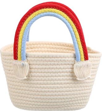 Frcolor Sac Plage Coton Tiss&eacute; Sac &agrave; Main Avec Anses Arc-ciel Cabas Style Boh&egrave;me