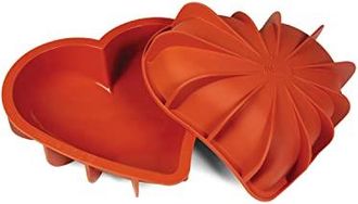 Silikomart | SFT211 Moule en Silicone LOVE, anti-adhérent, Lot de 1 Moule à gâteau avec anneau de sécurité, 205 x 186 mm, h 54 mm, Volume 1,1 l, Made in Italy