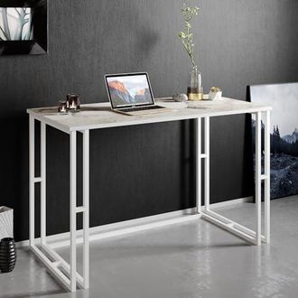 Hanah Home Scandinavian Study Desk, White, 120 x 75 x 60 cm | 100% Melamine Coated Particle Board, 18 mm Thick, Sturdy Metal Legs | Perfect for Modern Home Offic
