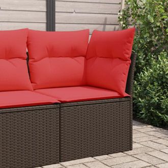 vidaXL Garten-Ecksofa mit Kissen Braun Poly Rattan - Vidaxl