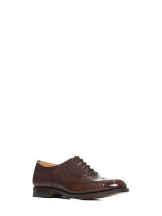 Churchs Mens Oxford Brogues Burwood Brown Leather Calf Lace-Up Shoes Flat