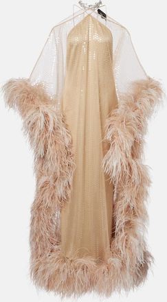 Taller Marmo Kaftan Sza Sza Disco mit Federn