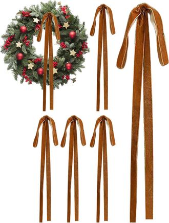 Generico Rote Weihnachtsschleifen: 6 St&uuml;ck gedrehtes Band, dekoratives Samtmaterial, festlicher Anh&auml;nger, wiederverwendbares Design, langlebig, elegante Weihna