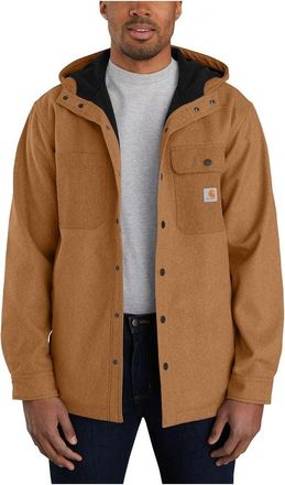 Carhartt Work in Progress Mens Big & Tall Rain Defender Relaxed Fit Heavyweight Hooded Shirt Jacket, Oiled Walnut Heather, 3X-Large