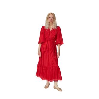 Stella Nova Femme, Robes, Rouge, Taille: 40 FR Pointelle Wrap Dress