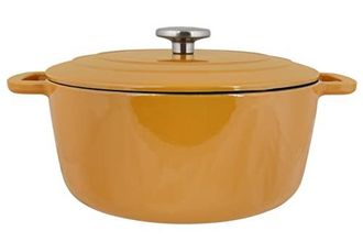 Cosy & Trendy Fontestic Kochtopf Gusseisen 6,1 L | Schmortopf 28 cm, H: 13 cm | Amber Gold | Innen wei&szlig; emaillierter Gusseisen Topf | Gusseiserner Topf f&uuml;r alle Her