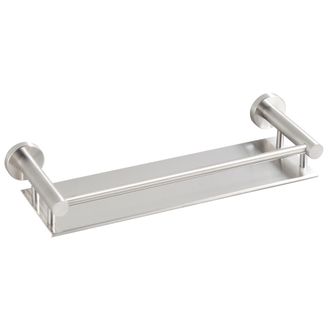 BGL Fashion Wandregal f&uuml;r Badezimmer, Nickel, 40 cm - Modernes, rostfreies Duschregal mit Schutzleiste, platzsparender Badezimmer-Organizer f&uuml;r Shampoo