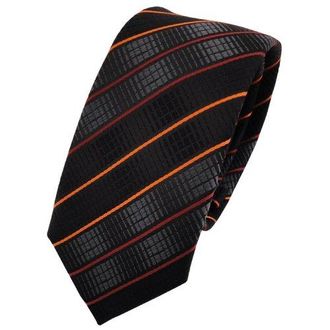 TigerTie &eacute;troit Designer cravate en orange noir anthracite ray&eacute; - Tie