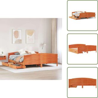 vidaXL Massivholzbett ohne Matratze Wachsbraun 180x200 Kiefernholz - Bettgestell - Bettrahmen - Schlafzimmerm&ouml;bel - M&ouml;bel Schlafzimmer