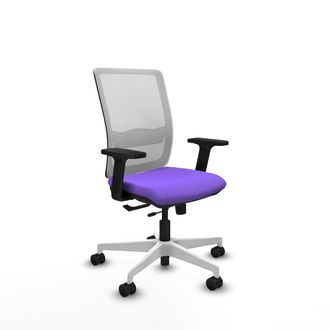 Piqueras y Crespo Schreibtischstuhl wei&szlig; und lila Haches mit 2D-Armen, h&ouml;henverstellbare Lendenwirbelst&uuml;tze, ausgestattet mit Syncro/Traslack und injiziertem Schaumstof
