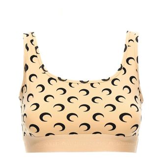 Marine Serre Moon Printed Jersey Cropped Top - - Tops - Damen - Beige - L