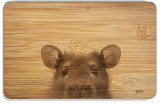Wallario Frühstücksbrettchen aus Holz, Holzunterlage, Holzbrettchen Maus am Tellerrand, Größe 22 x 14 cm