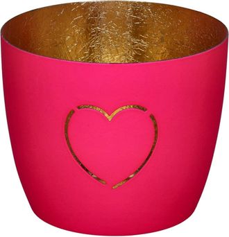 Giftcompany Madras Windlicht M Herz hot pink/Gold 8,5cm