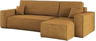KAISER Ecksofa mit schlaffunktion und bettkasten, Eckcouch best stoff Poso Dicker Cord viele farben Senffar