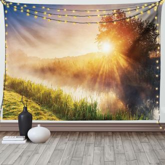 Abakuhaus Bunt Wandteppich und Tagesdecke, Baum Ukraine Rural aus Weiches Mikrofaser Stoff Waschbar ohne Verblassen Digitaldruck, 230 x 140 cm, Tan