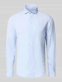 Profuomo Regular Fit Leinenhemd mit Kentkragen