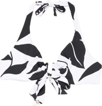 Max Mara Femme, Maillots de bain, Noir, Taille: 44 FR Avena Floral Knot Bikini Top