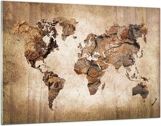 Arttor Wandbilder Dekoration Wohnzimmer Karte Welt modern Bilder auf Glas 120x80cm Glasbild Schlafzimmer K&uuml;che Deko Wand Kunstdruck Art Gro&szlig; XXL Wanddeko Bil