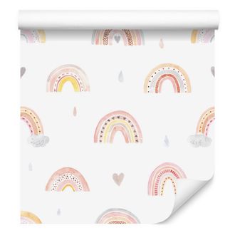 OEM Carta Da Parati 3d Con Nuvole E Cuori Color Pastello Arcobaleno Per Soggiorno E Camera Da Letto, 50x1000 Cm