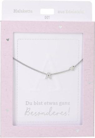 Depesche 13895.1 Collier avec lettre A et coeur, plaqu&eacute; argent, longueur variable (42 cm + 5 cm), comme cadeau ou petite attention