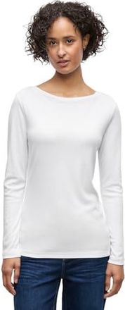 Street One 3228383 T-Shirt Basique à Manches Longues, Blanc, 48 Femmes