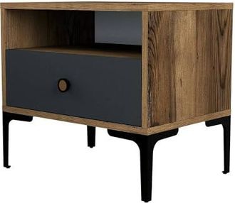 Dmora Nachttisch Seraph 56x40x50,8 cm Braun 1 Schublade, 2 B&ouml;den