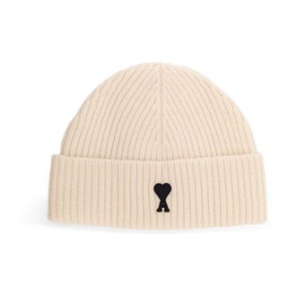 Ami Bonnet tricot&eacute; brod&eacute; Fabriqu&eacute; en Italie - Homme - Accessoires - Beige - Taille: ONE Size