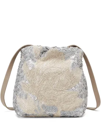 Brunello Cucinelli sac port&eacute; &eacute;paule &agrave; sequins - Tons neutres