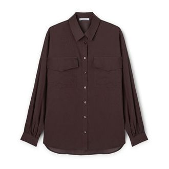 Motivi Femme, Blouses et Chemises, Brun, Taille: 38 FR Chemise oversize avec poches