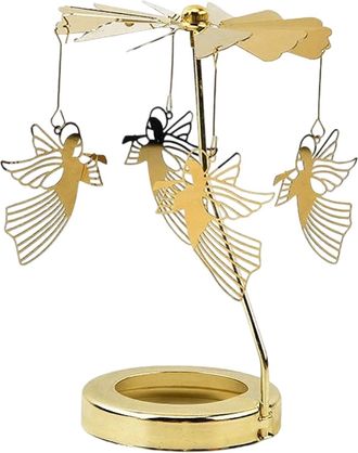 Generic Rotierende Lichtkarussell - 12.8x6cm Edelstahl-Kerzenhalter, Spinnender Dekorativer Bildschirm, St&auml;nder F&uuml;r Duftkerzen, Romantischer Tisch Mittelpunkt